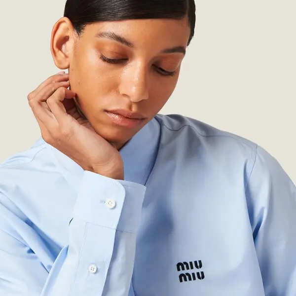 Miu Miu Poplin Shirt - Sky Blue | Editorialist